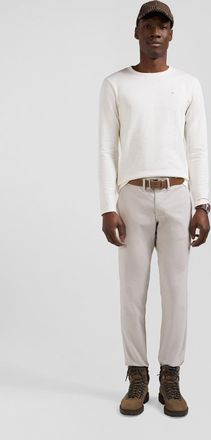 Eden Park Pantalon Chino Uni En Coton Stretch Beige Coupe Slim