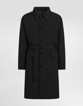 Dolce & Gabbana Trenchcoat Aus Nylon Mit Einreihiger Knopfleiste - Mann M&auml;ntel Und Jacken Schwarz 52