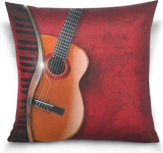 Linomo Kissenbezug 40x40 cm, Jahrgang Musik Klavier Geige Dekorative Kissenbezug Kissenh&uuml;lle f&uuml;r Couch Sofa Bett Hause