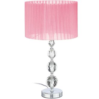 Relaxdays Relaxdays Lampe de chevet, aspect cristal, douille E27, abat-jour rond, H x D : 54 x 29,5 cm, chambre et salon, rose