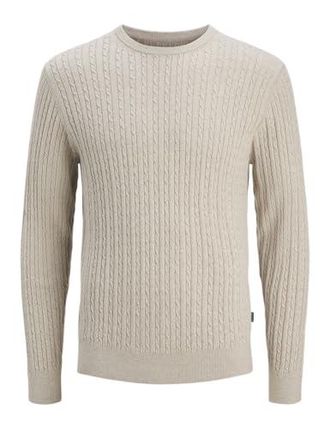 Jack & Jones Jjeemil Knit Cable Crew Neck Noos, Cr&egrave;me, L