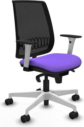 Piqueras y Crespo Hoher gepolsterter Alares Stuhl mit wei&szlig;en und schwarzen Armlehnen, h&ouml;henverstellbare Lendenwirbelst&uuml;tze, ausgestattet mit Sincro 5 Positionen und inj