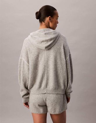 Calvin Klein Flauschiger Lounge-Kapuzenpullover in Grau