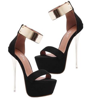 Holibanna Damen High Heel Sandalen Mit 6 Zoll Absatz Rutschfeste Sohle Elastischer Fersenriemen Offene Zehen Sommerk&uuml;hlschuhe F&uuml;r Party Hochzeit Freizeit