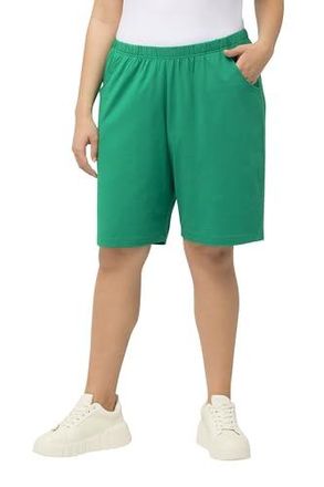 Ulla Popken Short en Jersey pour Femme, Poches, Taille élastique, émeraude, 40W / 32L