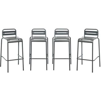 Sweeek Lot de 4 chaises hautes de jardin acier. 4 places. anthracite. L 44 x P 41 x H 85cm