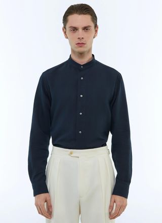 Fursac Chemise col grand-p&egrave;re en lin et coton - Taille XL - Homme
