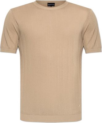Emporio Armani Homme, Tops, Beige, Taille: 2XL T-shirt Col Rond