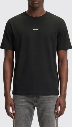 HUGO BOSS T-Shirt aus Stretch-Baumwolle mit Rundhals und Kontrastlogo