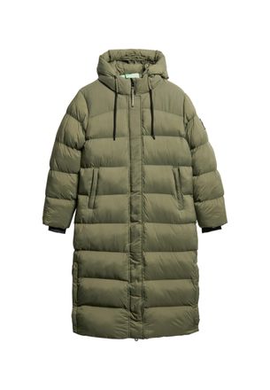 Superdry Damen Langer Ripstop-Steppmantel Blassolivgrün Raster 42
