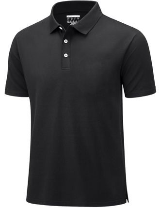 Magcomsen Poloshirts Herren Golf Shirts Atmungsaktiv Sportshirts Outdoor Wandern Angeln Kurzarm Shirt Polohemd Schwarz XL