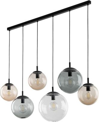 Licht-Erlebnisse Licht-erlebnisse - Lampe &agrave; suspension m&eacute;tal verre fum&eacute; E27 h: max. 150 cm abat-jour boule marron graphite noir moderne