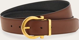 Ferragamo Damen Verstellbarer Wendeg&uuml;rtel mit Einzel-Gancini-Element Braun
