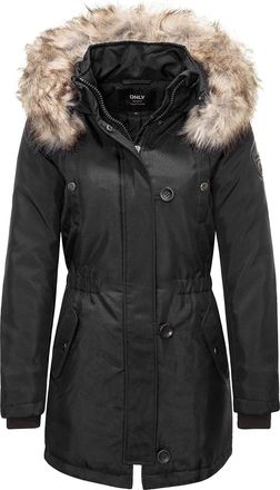 Only Damen Parka Winterjacke Kurzmantel Wintermantel Kapuzenjacke (X-Small, Black)