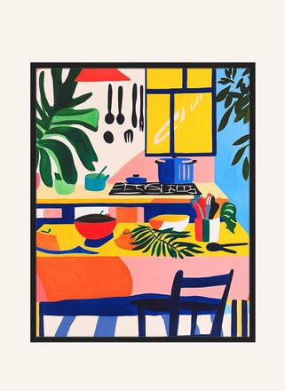 Liv Corday Wandbild Meine Bunte K&uuml;che Mit Rahmen schwarz