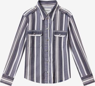 Isabel Marant Chemise Gelva - Femme - &Eacute;cru Et Bleu - Taille34 - Marant &Eacute;toile - Collection &Eacute;t&eacute; Femme - Nouvelle Collection Capsule High Summer