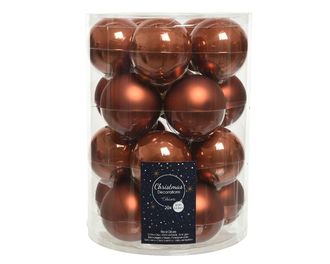 Decoris Weihnachtskugeln Glas 6cm x 20 St&uuml;ck Christbaumkugeln terrabraun