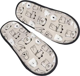 Generic Pantoufles De Maison Imprim&eacute; Chiot R&eacute;utilisables Pantoufles DH&ocirc;tel L&eacute;gers Chaussons DInt&eacute;rieur Pour Homme Spa H&ocirc;tel M