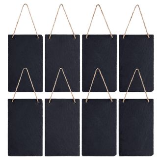 Navaris 8X Schiefertafel zum Aufhängen vertikal - 25x15cm Schiefer Kreidetafel Set klein - Tafel Schieferplatte zum Beschriften - Wand Notiztafel