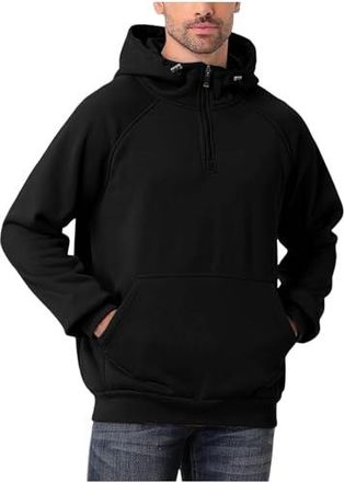 Generic DENGJIAMY Sweat &agrave; capuche classique basique solide &agrave; manches longues avec poche pour homme, Noir, L