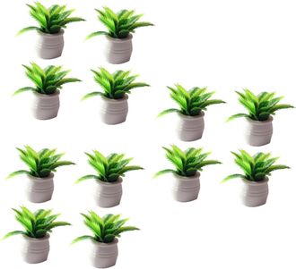 Garneck 12stücke Künstliche Mini-Pflanzen Im Topf Simulation Bonsai Dekoration Für Wohnraum Büro Balkon Freunde