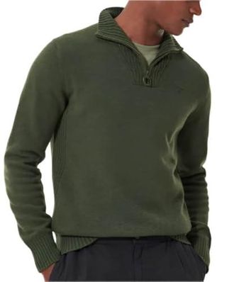 Barbour Essential Pull demi-zipp&eacute; en laine dagneau pour homme Bleu marine, M