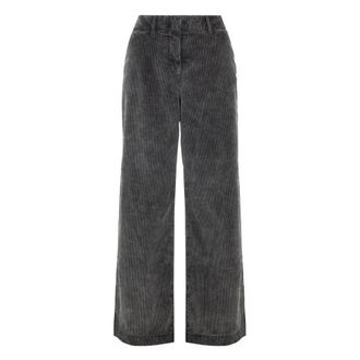 Bomboogie Femme, Pantalons, Noir, Taille: 44 FR Pantalon Palazzo en Velours C&ocirc;tel&eacute; D&eacute;color&eacute; &agrave; lAcide