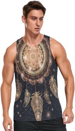 HMZXZ Débardeur dété sans manches pour homme - Attrape-rêves - Style bohème - Séchage rapide - Pour entraînement de gym, entraînement - Galaxie spatiale, mu