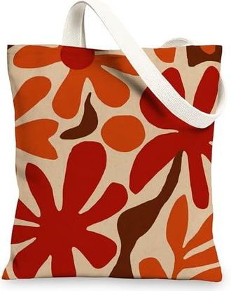 Generic Sacs fourre-tout en toile abstraite, motif floral coloré, sacs dépicerie réutilisables, légers et lavables avec bandoulière pour salle de sport, extér