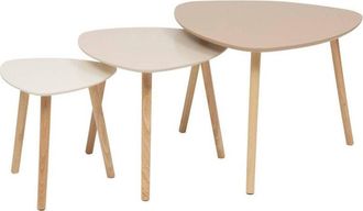 Atmosphera Atmosphera - 3 tables gigognes Mileo beige 60x60x45cm cr&eacute;ateur dint&eacute;rieur