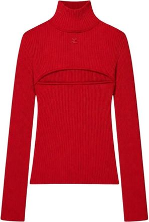 Courr&egrave;ges Rollkragenpullover mit Schlitzdetail - - Knitwear - Damen - Rot - M