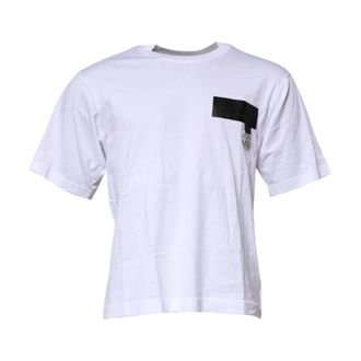 Dolce & Gabbana Wei&szlig;es Rundhals-T-Shirt mit Logo-Patch - - Tops - Herren - Wei&szlig; - XS