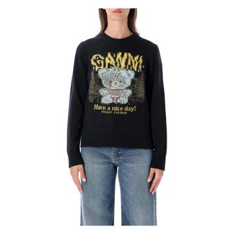 Ganni Forest Teddy Pullover - - Knitwear - Damen - Schwarzk - S