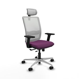 Piqueras y Crespo Ergonomischer atmungsaktiver Stuhl mit 2D-Armen, h&ouml;henverstellbare Lendenwirbelst&uuml;tze und h&ouml;henverstellbares Kopfteil, Wei&szlig; / Violett