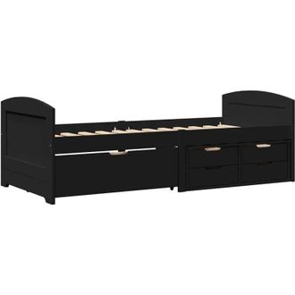vidaXL Tagesbett mit 5 Schubladen ohne Matratze irun Schwarz 90x200cm Vidaxl