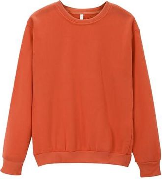 Generic Sweat-shirt à manches longues pour femme - Col rond - Pull basique en polaire - Pull thermique décontracté - T-shirt à manches longues - Haut ample - 
