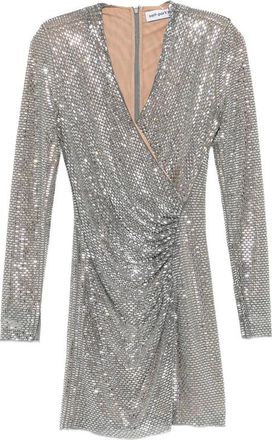 Self Portrait Rhinestone Mesh Wrap Mini Dress
