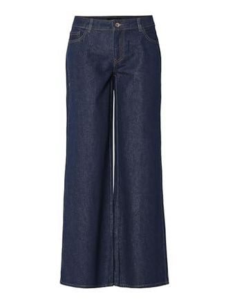Pieces Pcselma LW Jean Large Rinse Noos BC, Bleu fonc&eacute; Denim, 27W x 32L