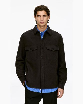 Arket Boucl&eacute;-Overshirt Aus Wolle -Braun