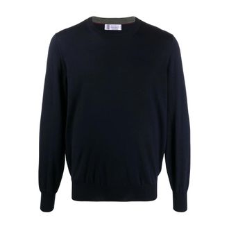 Brunello Cucinelli Blauer Woll-Kaschmir-Pullover - - Knitwear - Herren - Blau - L