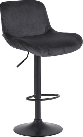 Clp Barhocker Solon Schwarz I Samtbezug oder Stoffbezug I Barstuhl h&ouml;henverstellbar und drehbar I gepolsterter Tresenhocker mit R&uuml;ckenlehne, Farbe:schwarz