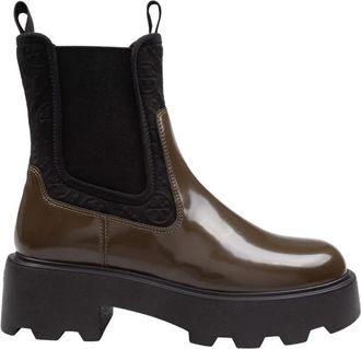 Tory Burch Tory Burch Stiefel - Leather And Neoprene Chelsea Boot In Olive Green - Gr. 5_5 - in Schwarz - f&uuml;r Damen