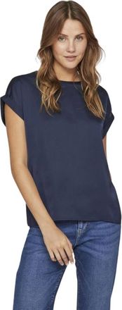 Vila Satin T-Shirt mit kurzen &Auml;rmeln f&uuml;r Damen - - Tops - Damen - Blau - S