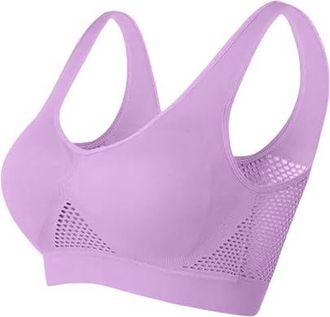 Generic Soutien-gorge de sport respirant et rafraîchissant 2024 grande taille et maille confortable pour femme, violet, XXL