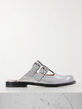 Loewe Campo Mules Aus Metallic-leder - Silber