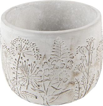 Clayre & Eef Blumentopf Ø 14x11 cm Beige Stein Rund Pflanzentopf