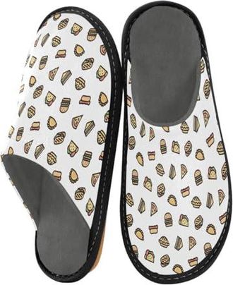 HMZXZ Pantoufles de boulangerie hamburger pour homme et femme, chaussons dint&eacute;rieur pour la maison, la chambre &agrave; coucher, les voyages, multicolore, 37.5/38 