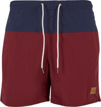 Urban Classics Herren Block Swim Shorts - Badeshorts mit Kordelzug & Taschen, schnelltrocknend, ideal f&uuml;r Strand, Pool & Urlaub,Burgunderrot.,4XL