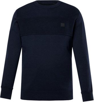 Men Plus Rundhalspullover Pullover Strukurstrick Badge