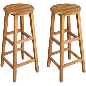 vidaXL Vidaxl - Tabourets de bar lot de 2 bois dacacia massif